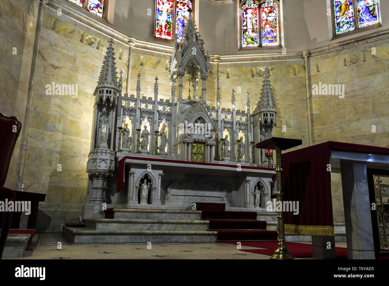 View of the magnificent marble sanctuary in the main chapel of Saints ...