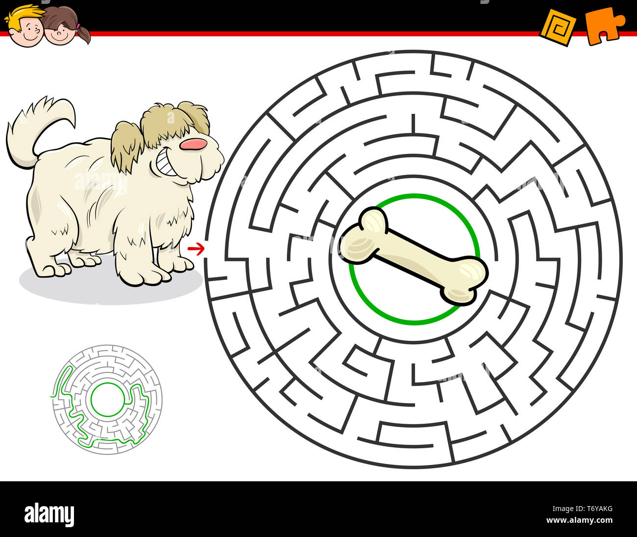 cartoon maze game with dog and bone Stock Photo - Alamy
