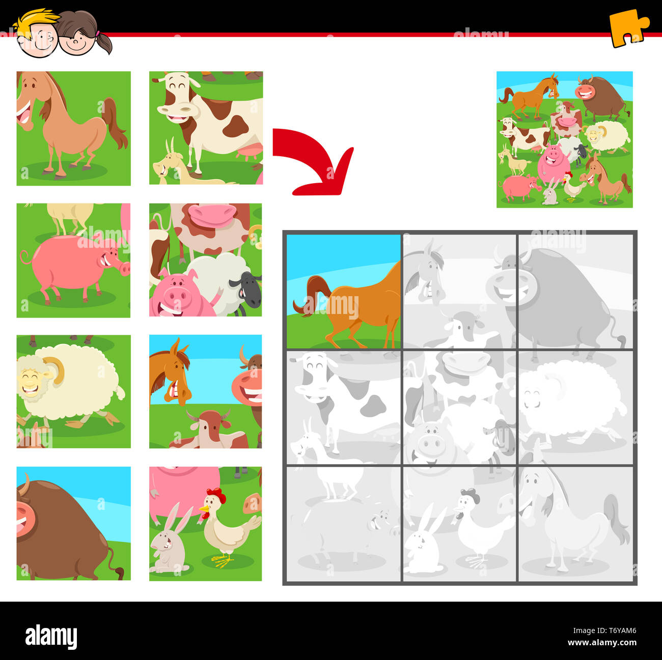 Cartoon pig jigsaw puzzle task hi-res stock photography and images - Alamy