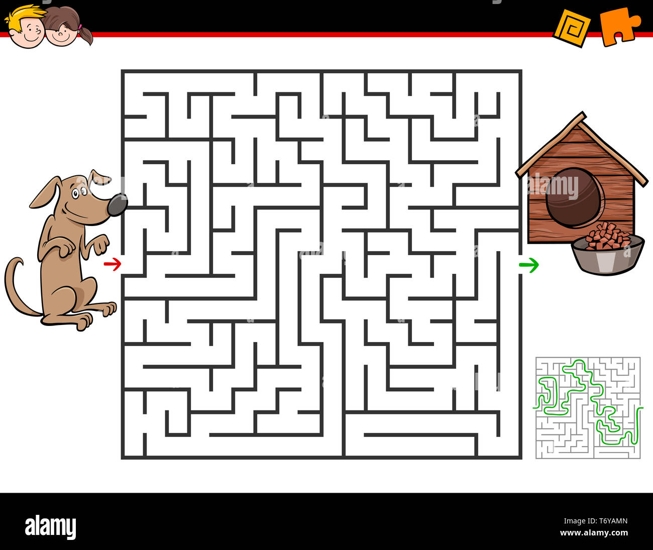 cartoon maze game with dog and doghouse Stock Photo - Alamy