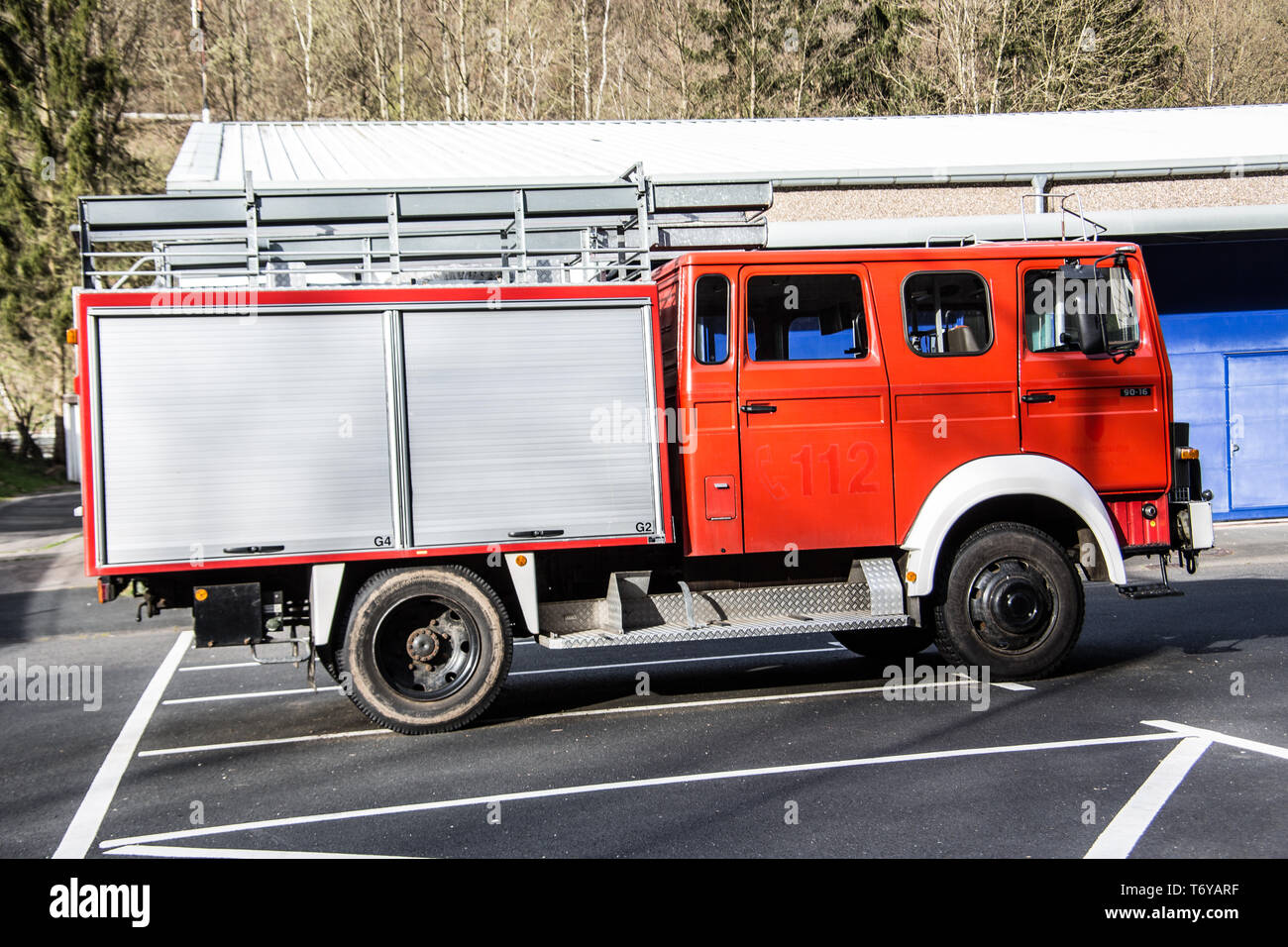 red fire truck Stock Photo - Alamy