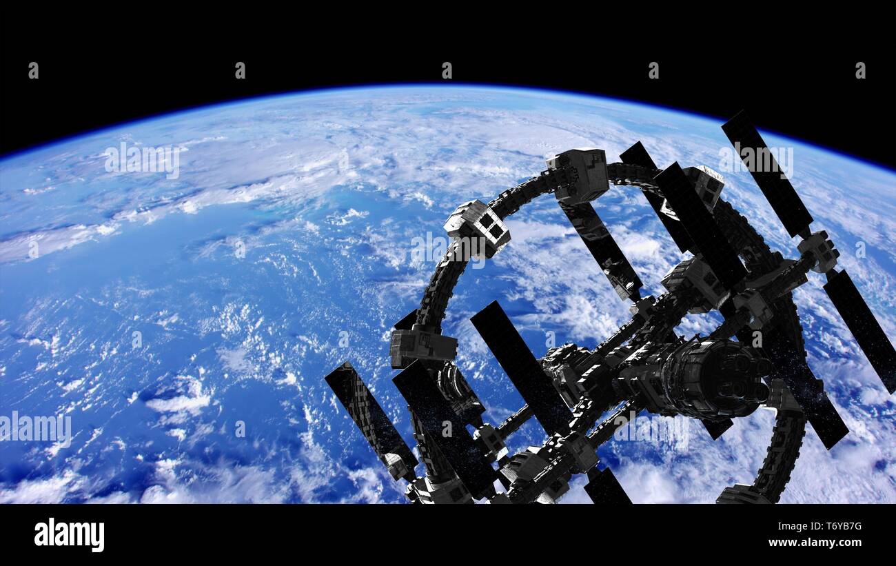 International Space Station in outer space over the planet Earth Stock Photo - Alamy