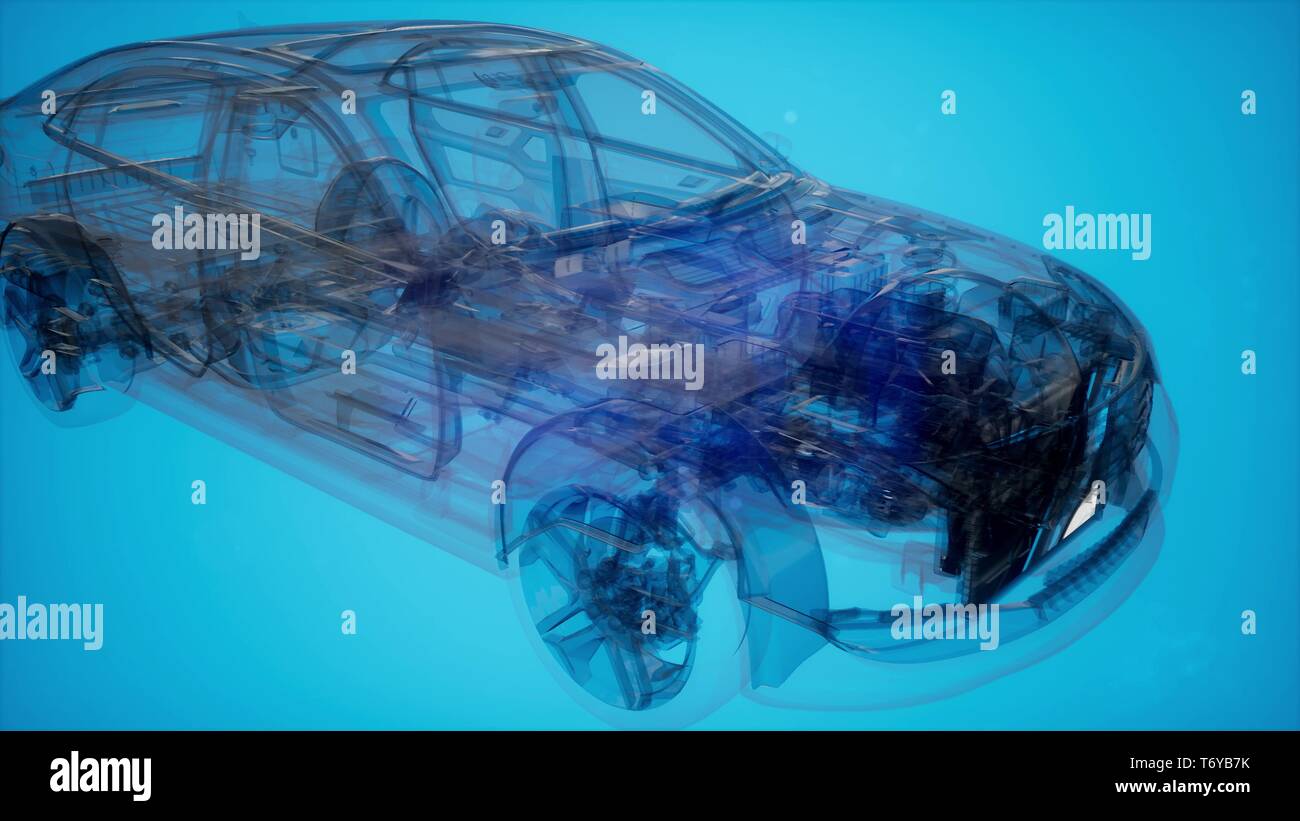 Holographic animation of 3D wireframe car model Stock Photo - Alamy