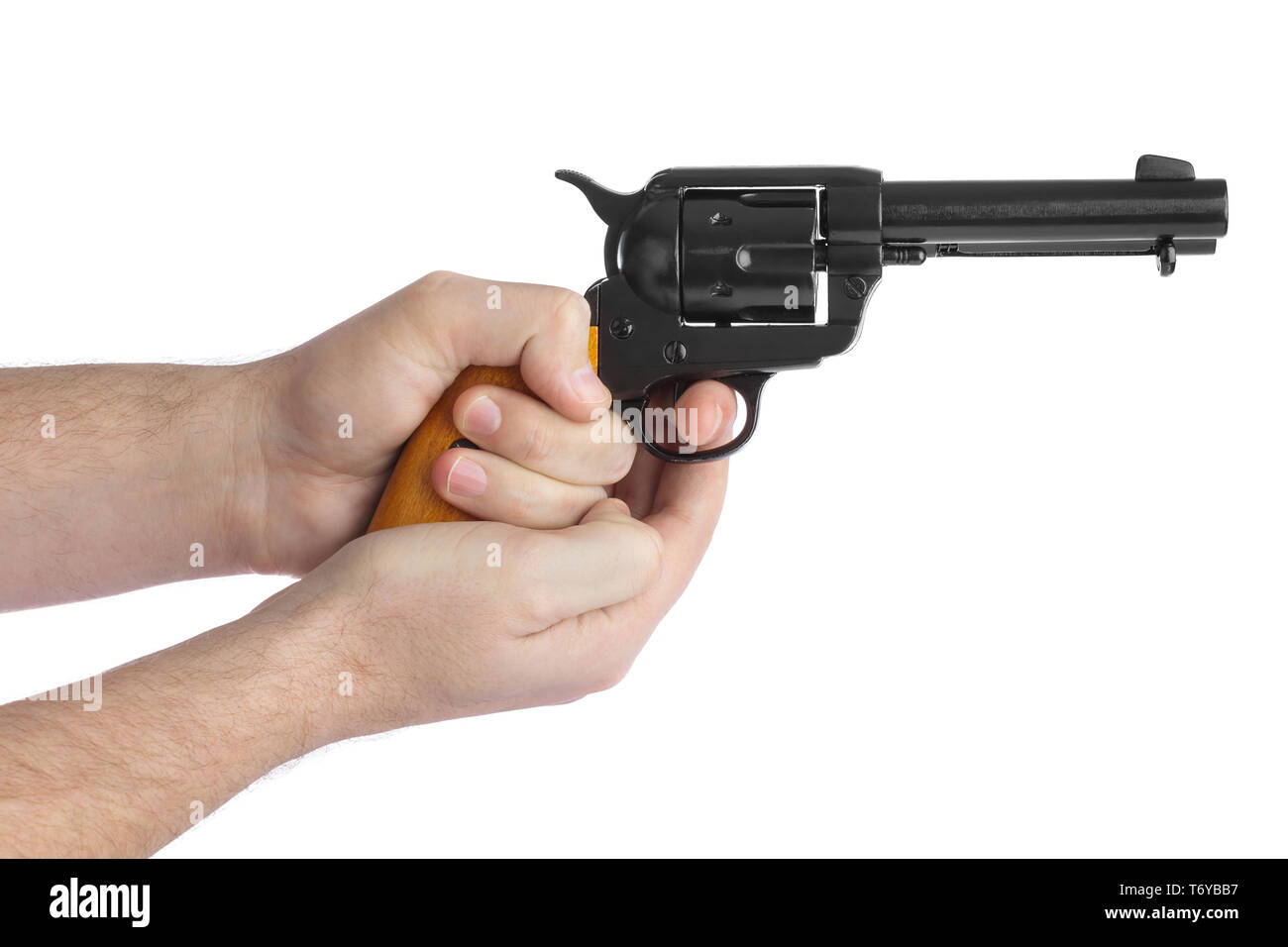 Hands with revolver Stock Photo - Alamy