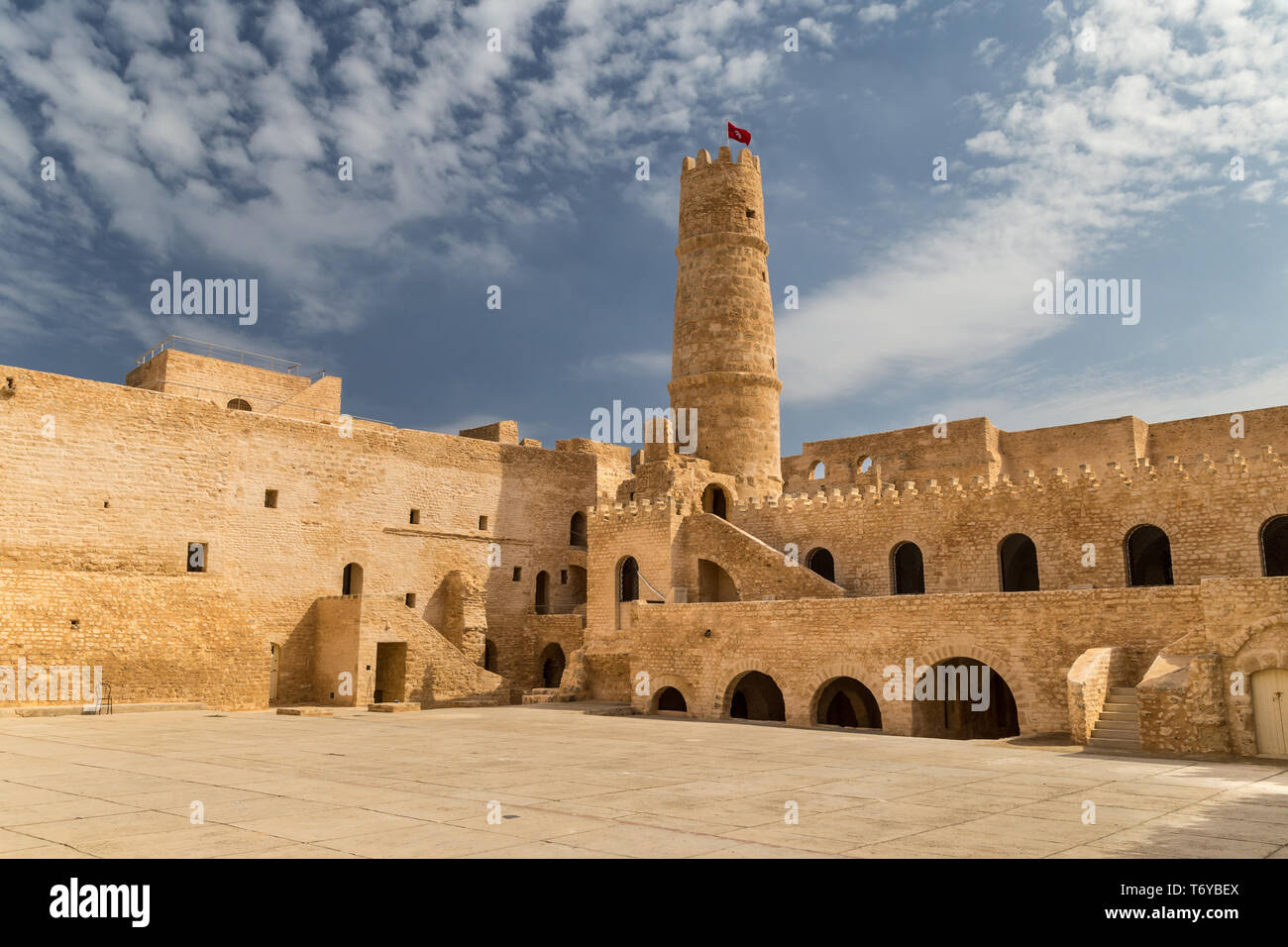 Courtyard of a fortress. Ribat in Monastir, Tunisia Stock Photo - Alamy