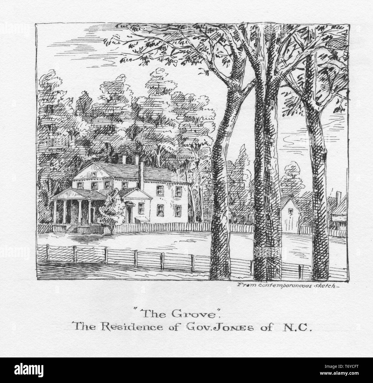 Engraving of Willie Jones residence in Halifax County, North Carolina ...