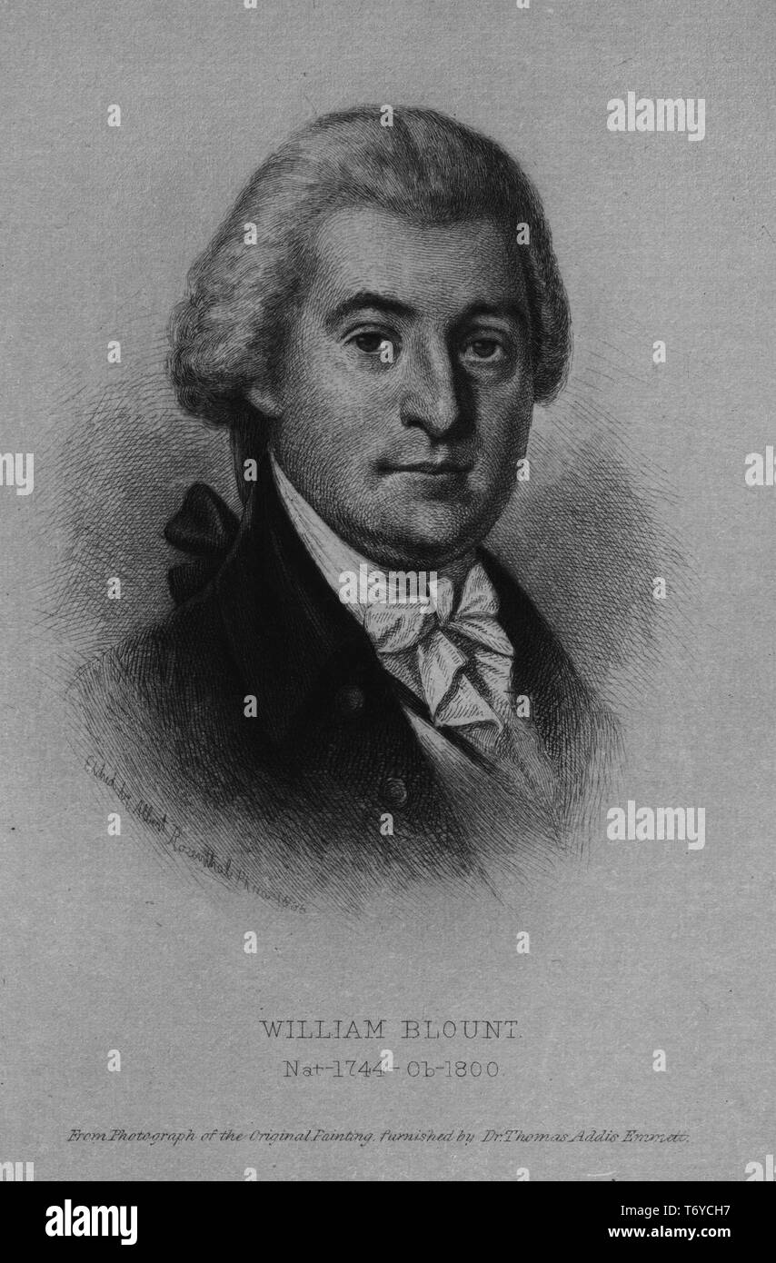 Engraved portrait of William Blount, signer of the United States ...