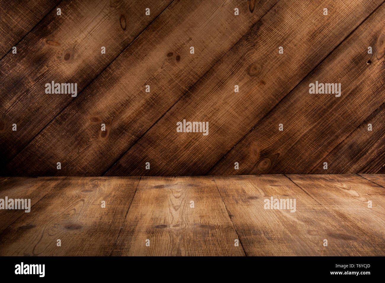 Dark plank wood floor and wall background Stock Photo - Alamy