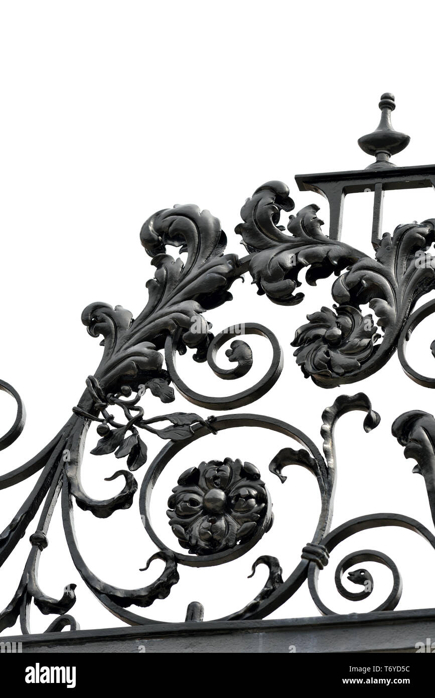 Iron gate detail of historic harvard university building, isolated on ...