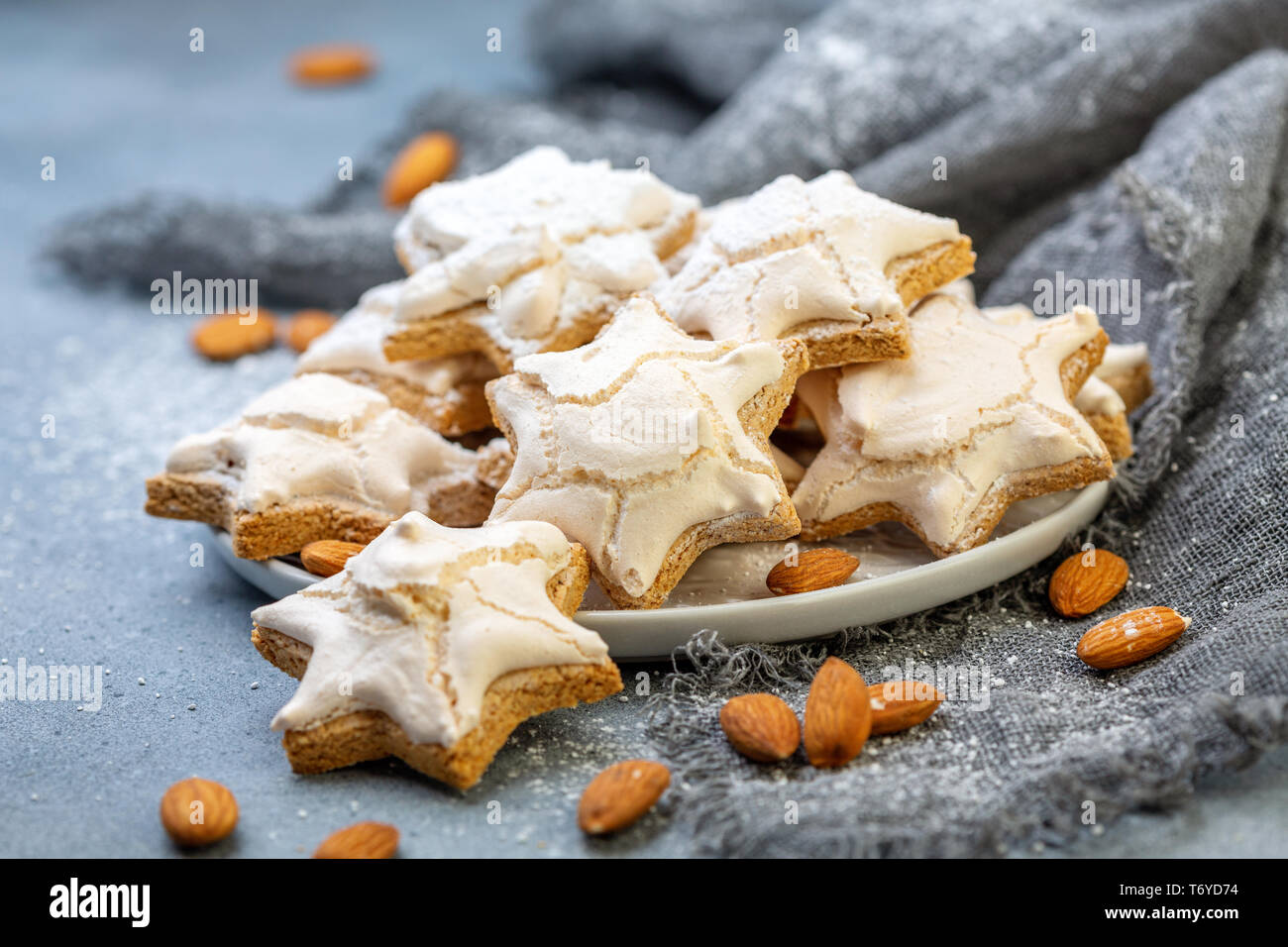 Traditional German Christmas almond cookies with cinnamon Stock Photo ...
