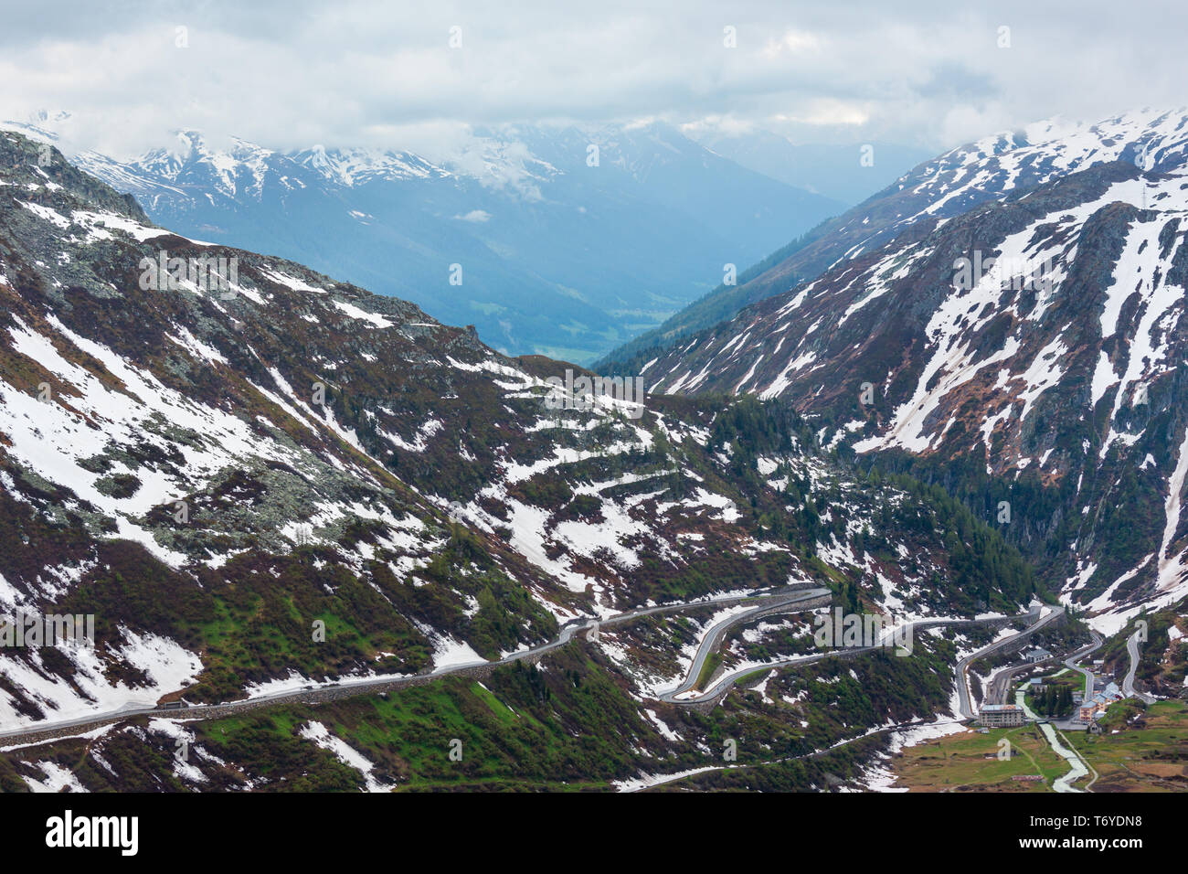Spring Swiss Alps mountain landscape Stock Photo - Alamy