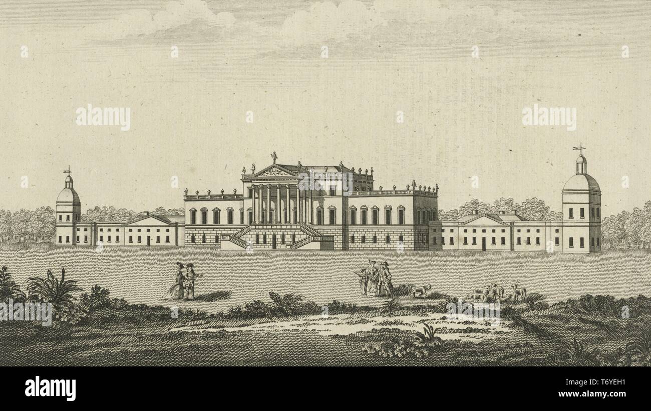 Engraved view of the Wentworth House, the seat of the Marquess of ...