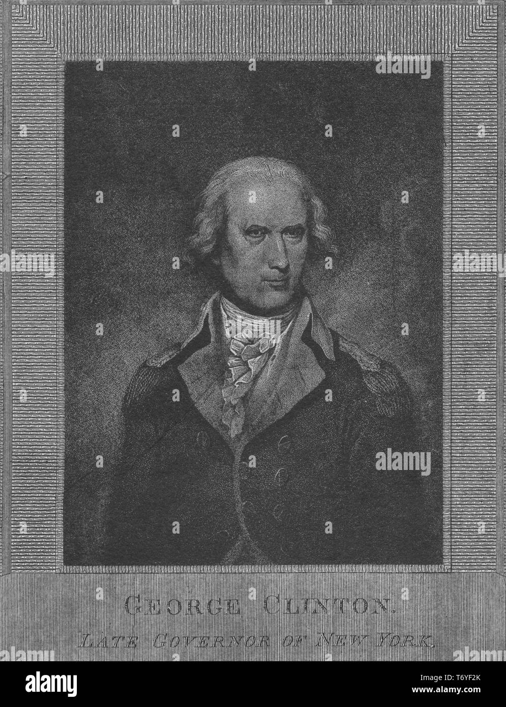 Engraved portrait of George Clinton, the Founding Father and the fourth ...