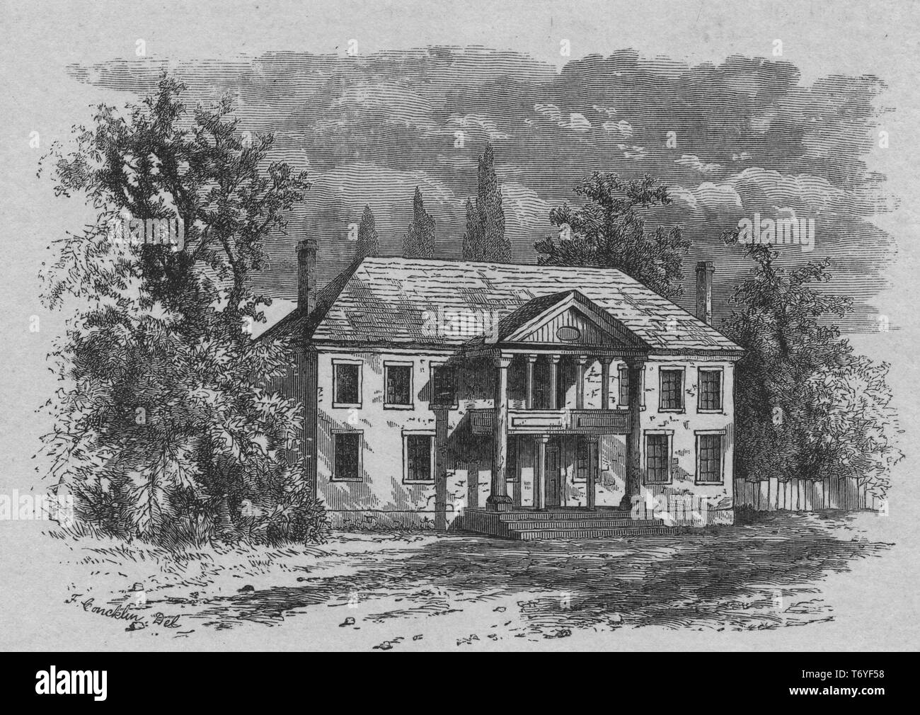 Engraving of the old colonial capitol building at Williamsburg ...