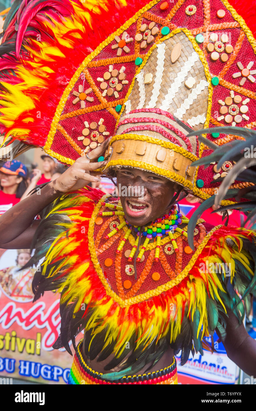 ILOILO , PHILIPPINES - JAN 27 : Participant in the Dinagyang Festival ...