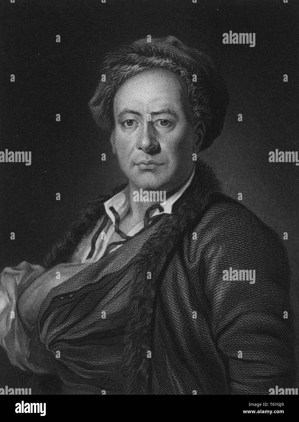 Engraved portrait of Benjamin Franklin, the Founding Father of the ...