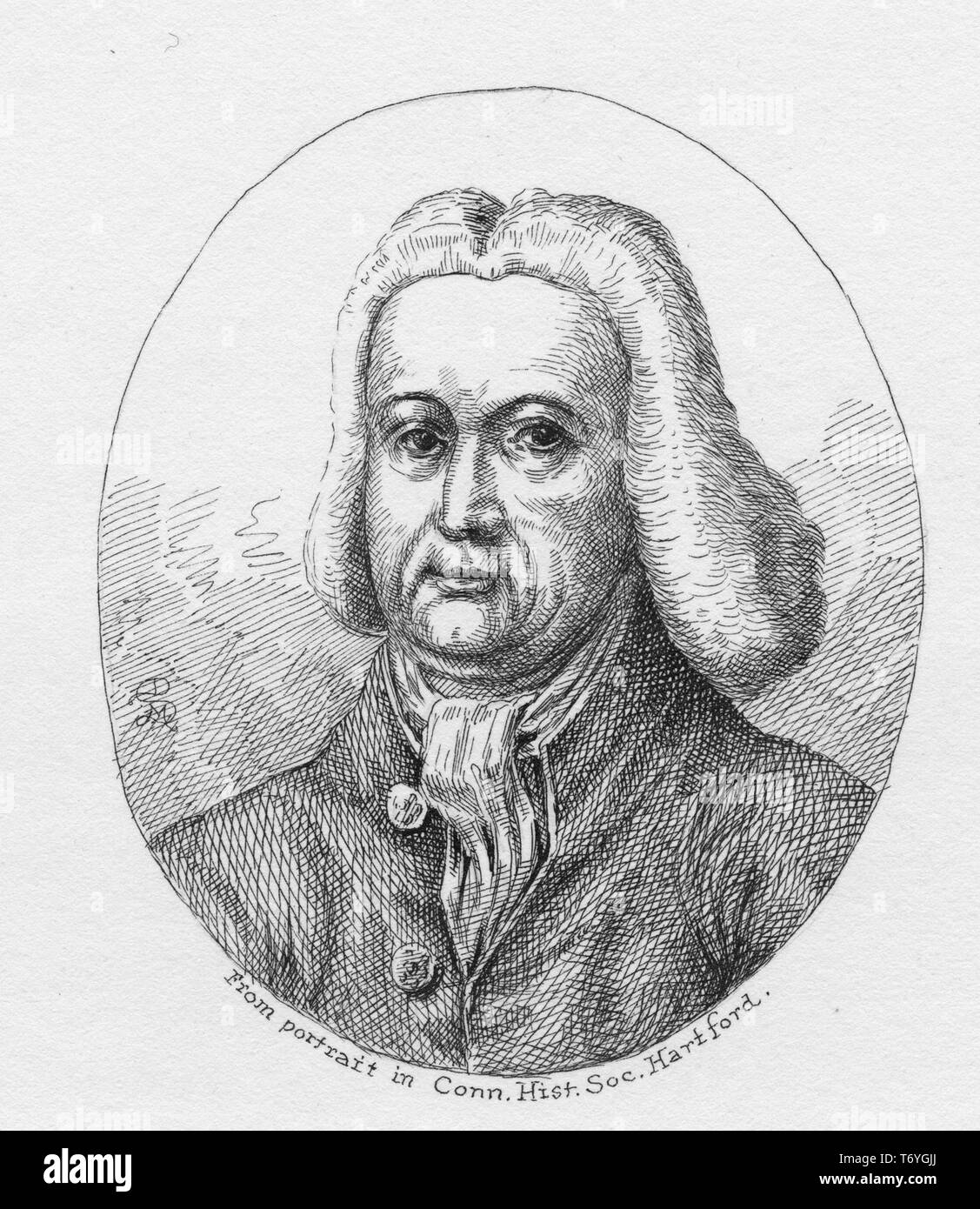 Engraved portrait of George Wyllys, Governor of the Connecticut Colony ...