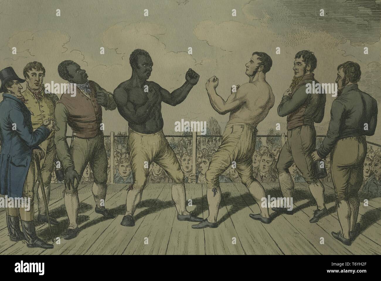 Illustration of the boxing match between Tom Cribb, bare-knuckle world ...