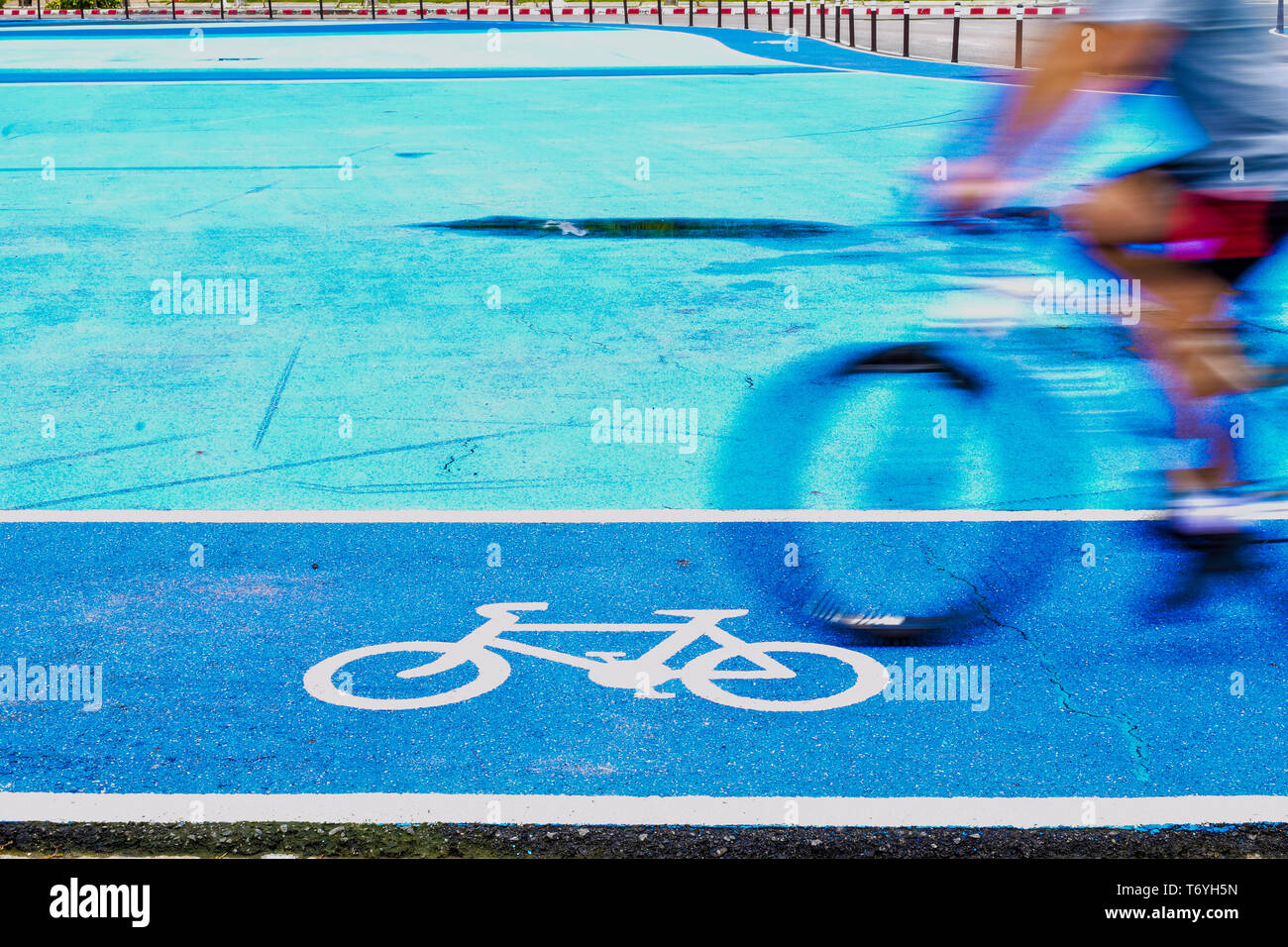 Bike sign blue arrow direction transport cycle lane hi-res stock ...