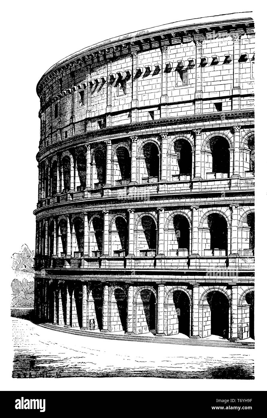 Colosseum in Rome, partial view, restored, 1892 Stock Photo - Alamy