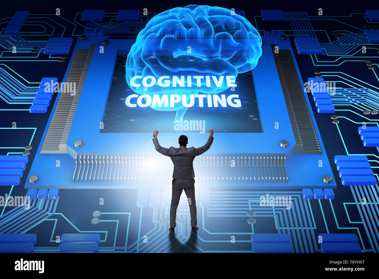 Cognitive computing concept as future technology with businessma Stock ...