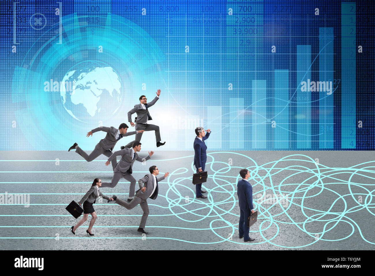 Business people in uncertainty concept Stock Photo - Alamy