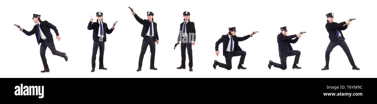 Police officer isolated on white Stock Photo - Alamy