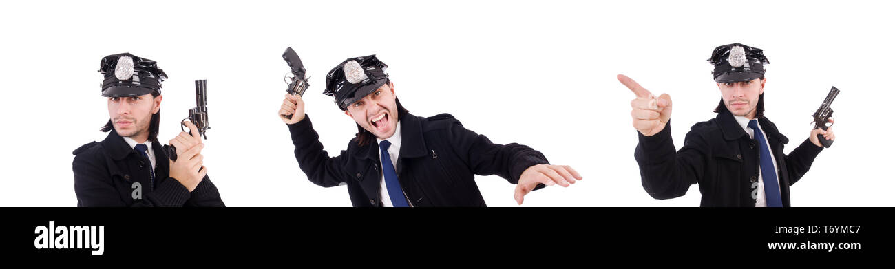 Police officer isolated on white Stock Photo - Alamy