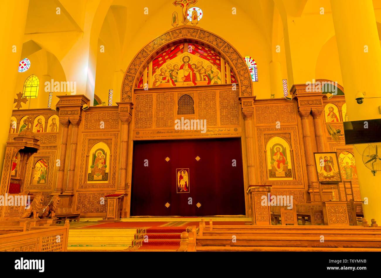 Archangel Michael Coptic Orthodox Cathedral interior, Aswan, Egypt ...