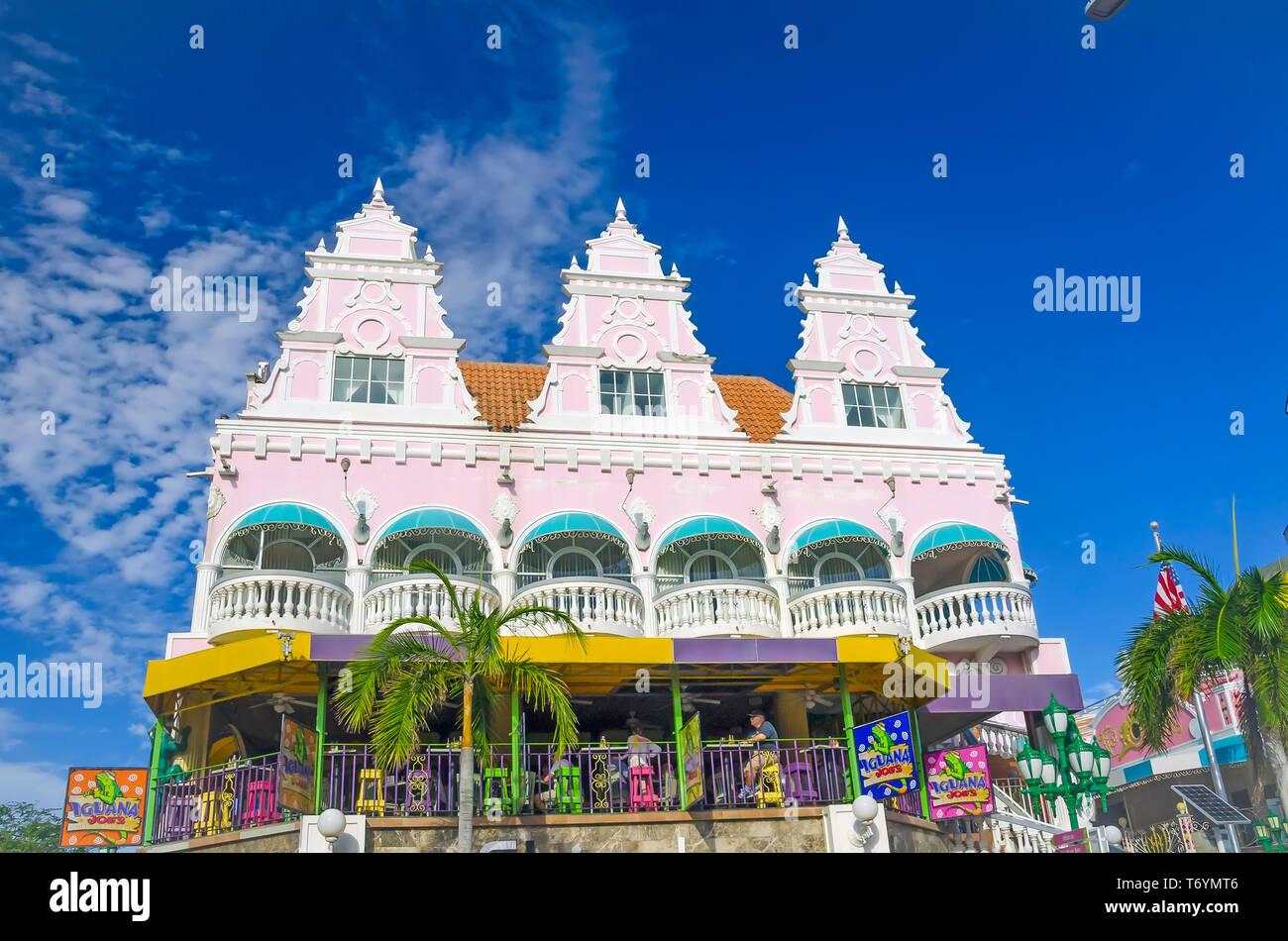 Iguana Joe's pink gabled Restaurant Oranjestad Aruba on L.G.Smith Blvd ...