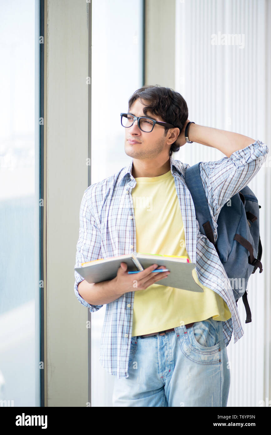 Young handsome student standing at the window Stock Photo - Alamy