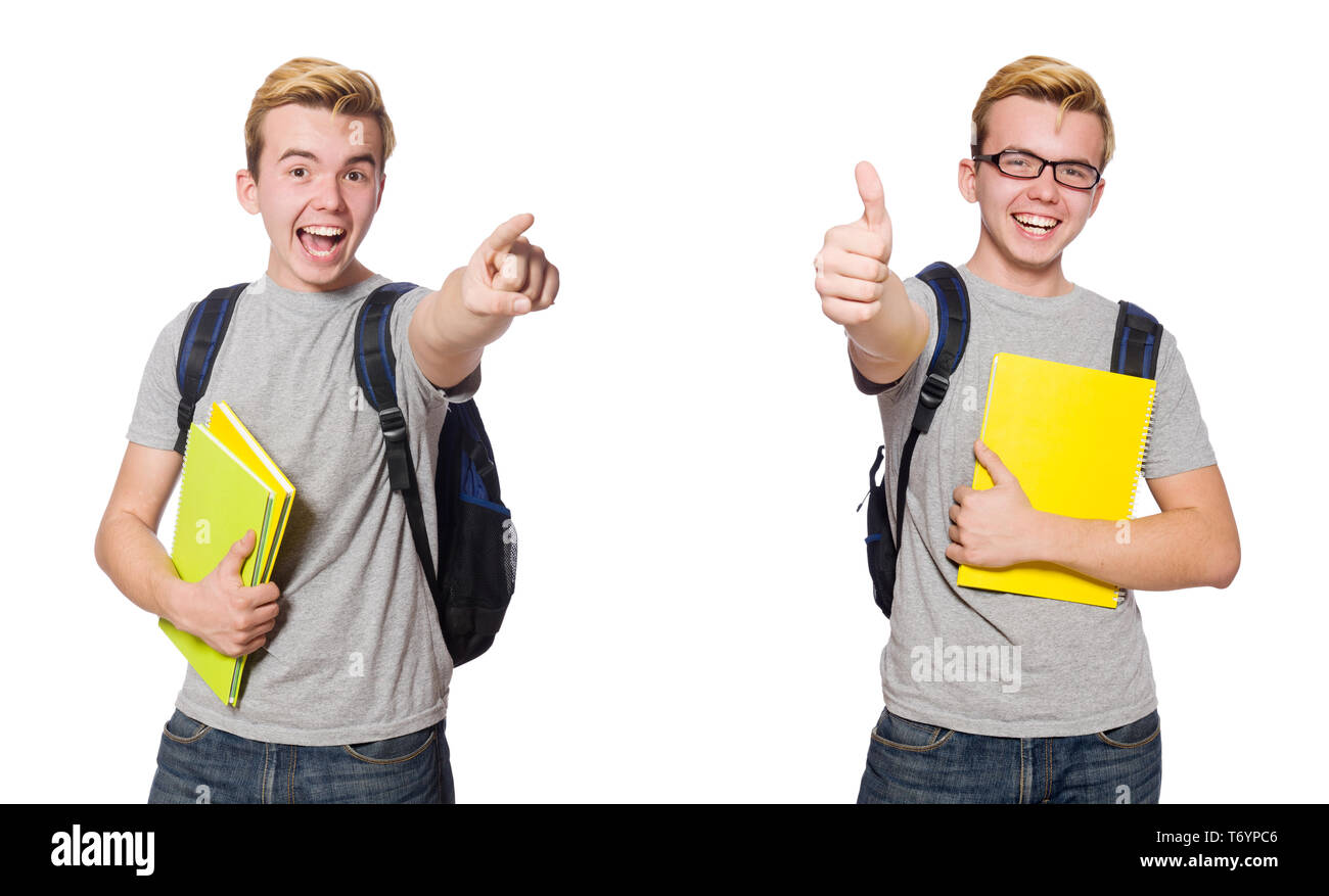 Young student isolated on white background Stock Photo - Alamy