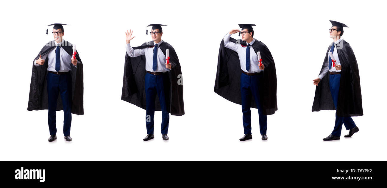 Student graduate isolated on white background Stock Photo - Alamy
