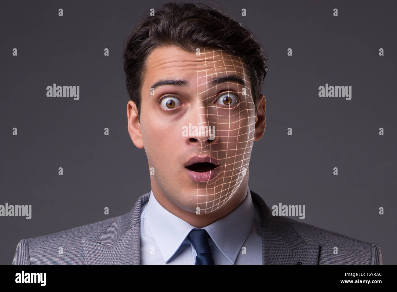 Face recognition concept with businessman portrait Stock Photo - Alamy