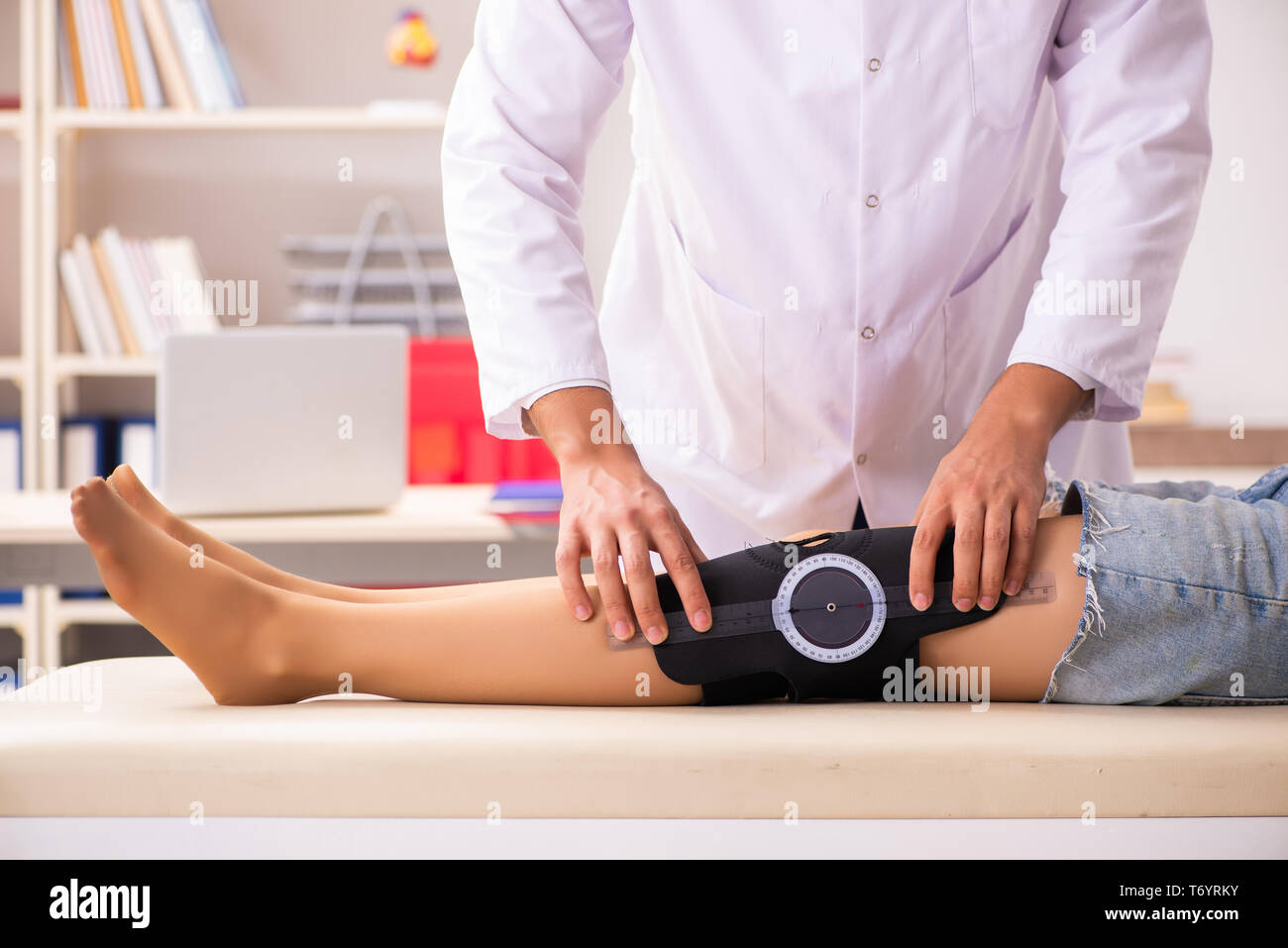 Woman measure man leg hi-res stock photography and images - Alamy