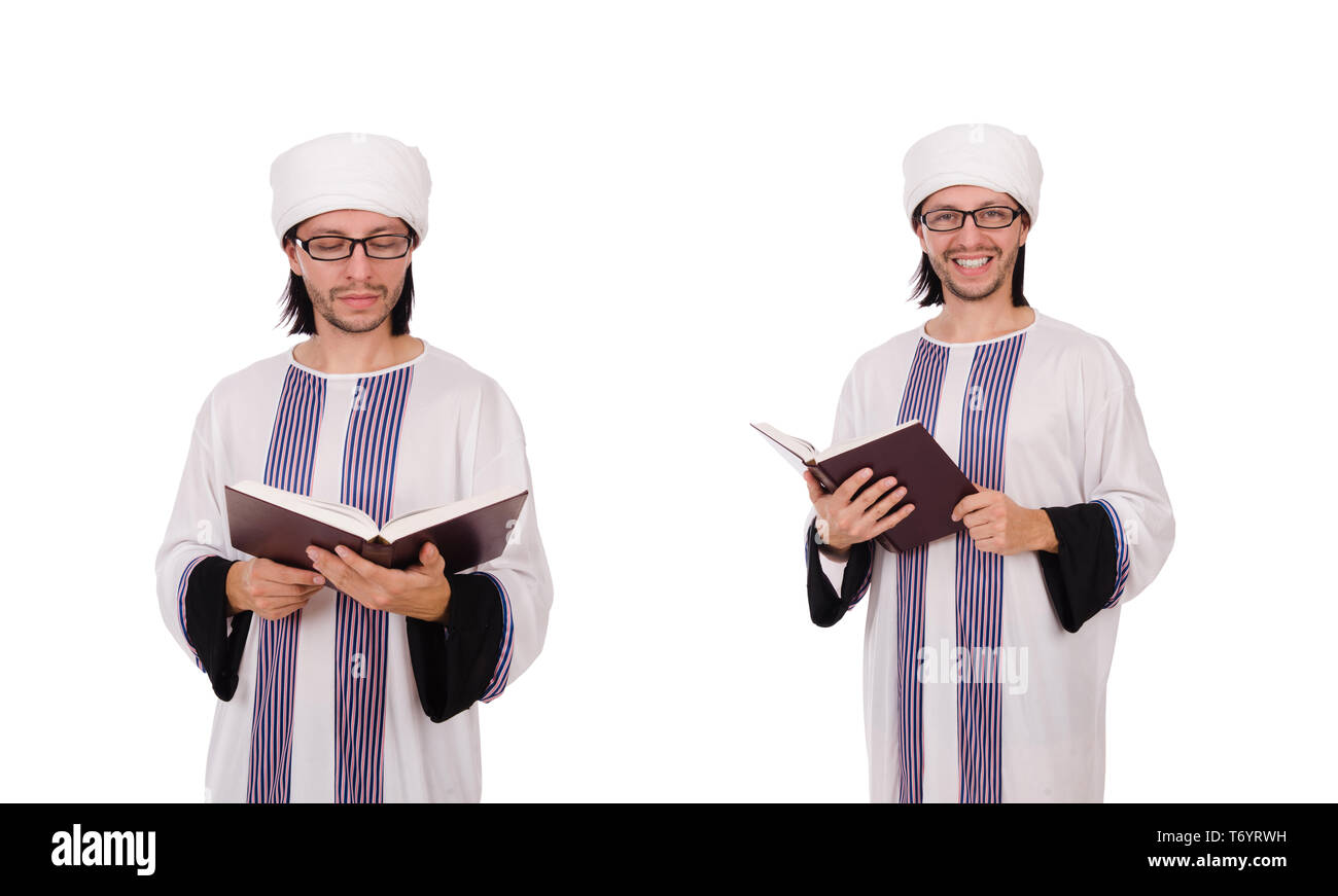Arab man praying on white Cut Out Stock Images & Pictures - Alamy