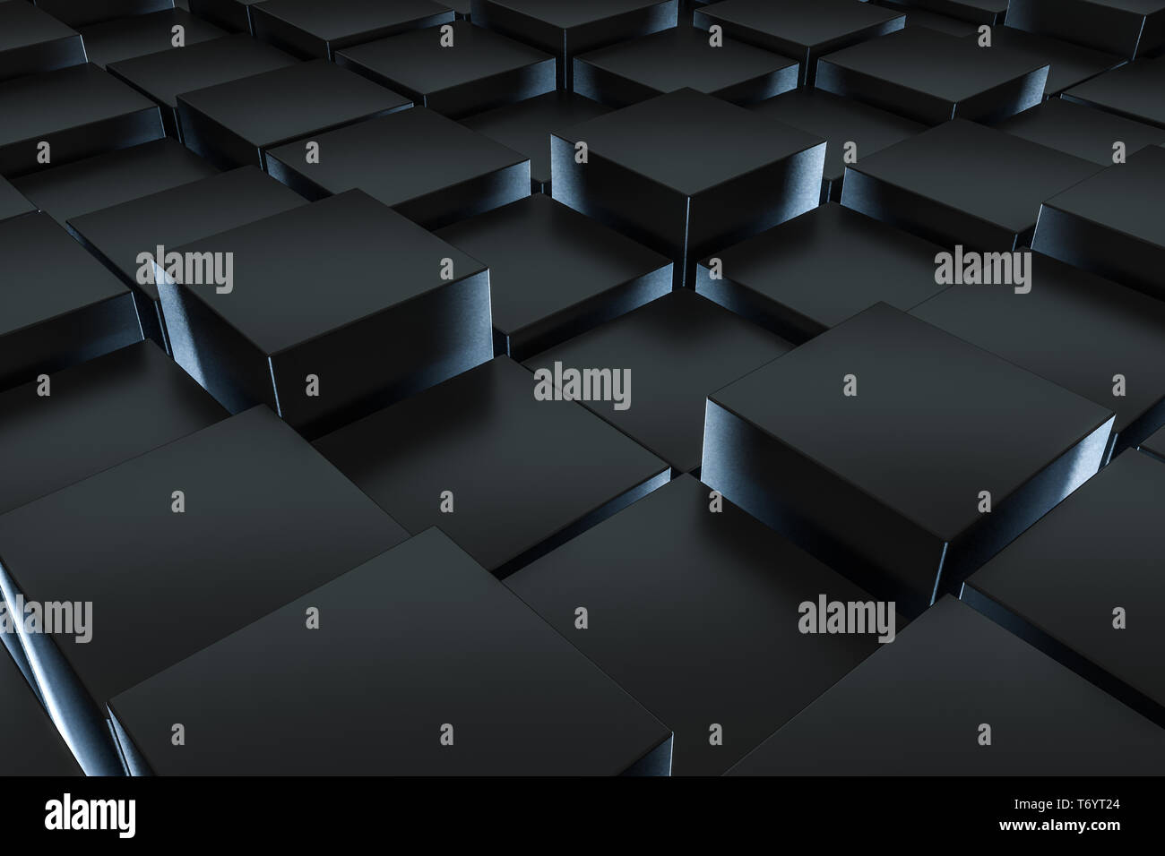 3d rendering, dark background, cube bricks with light effect. Computer ...