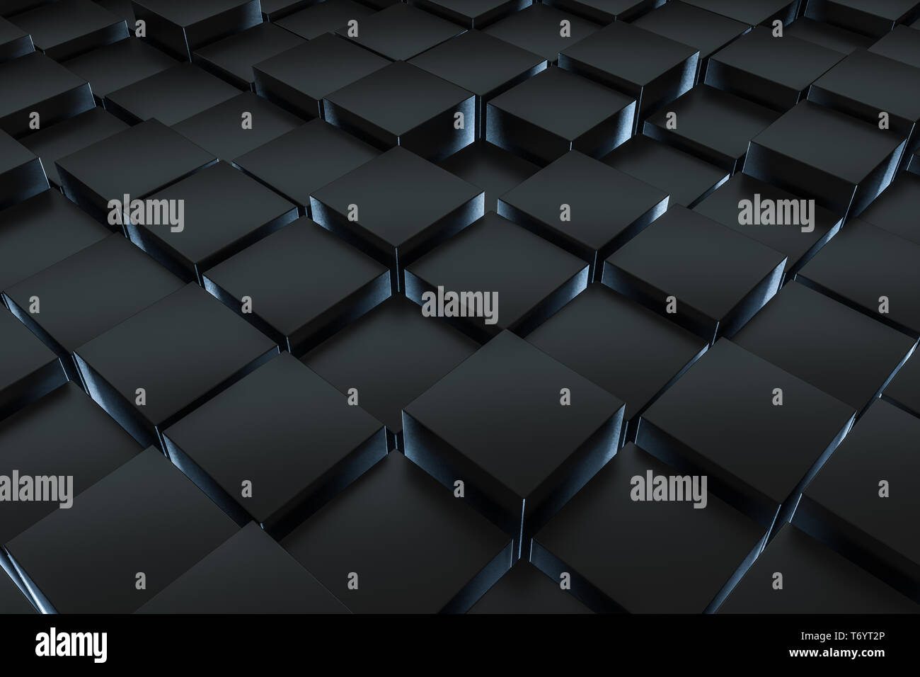 3d rendering, dark background, cube bricks with light effect. Computer ...