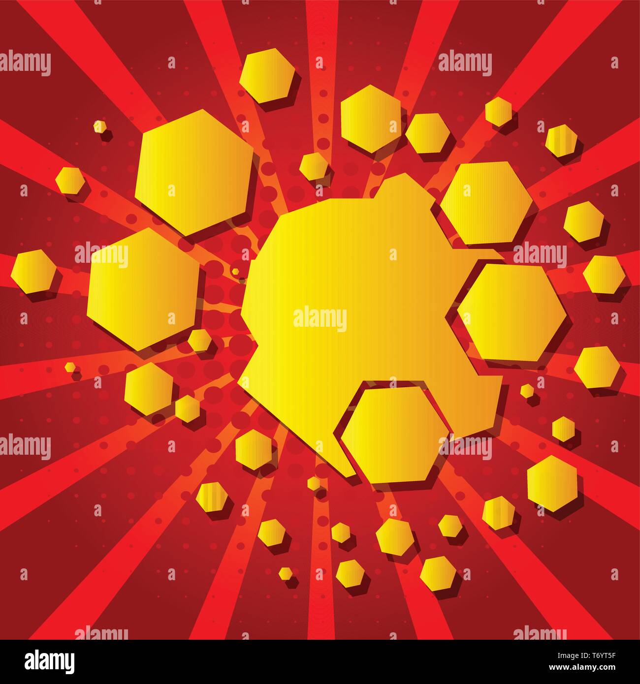 Vector illustrated retro comic book background hexagone shaped bubble ...