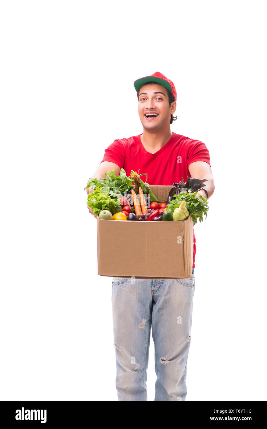 The concept of shopping delivery isolated on white background Stock ...