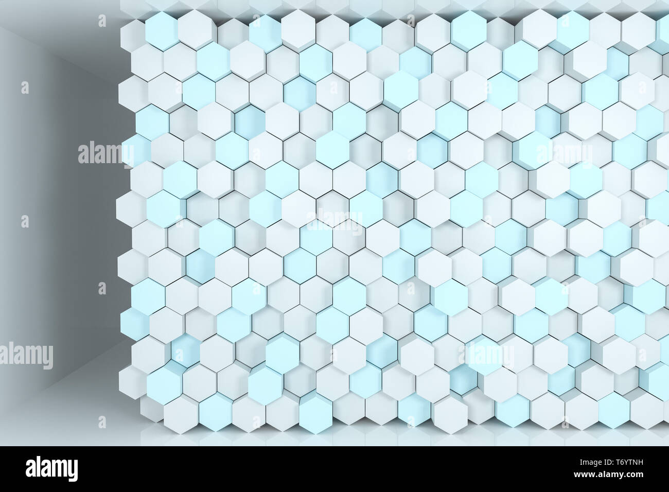 3d rendering, white hexagon cubes. Computer digital drawing, light ...