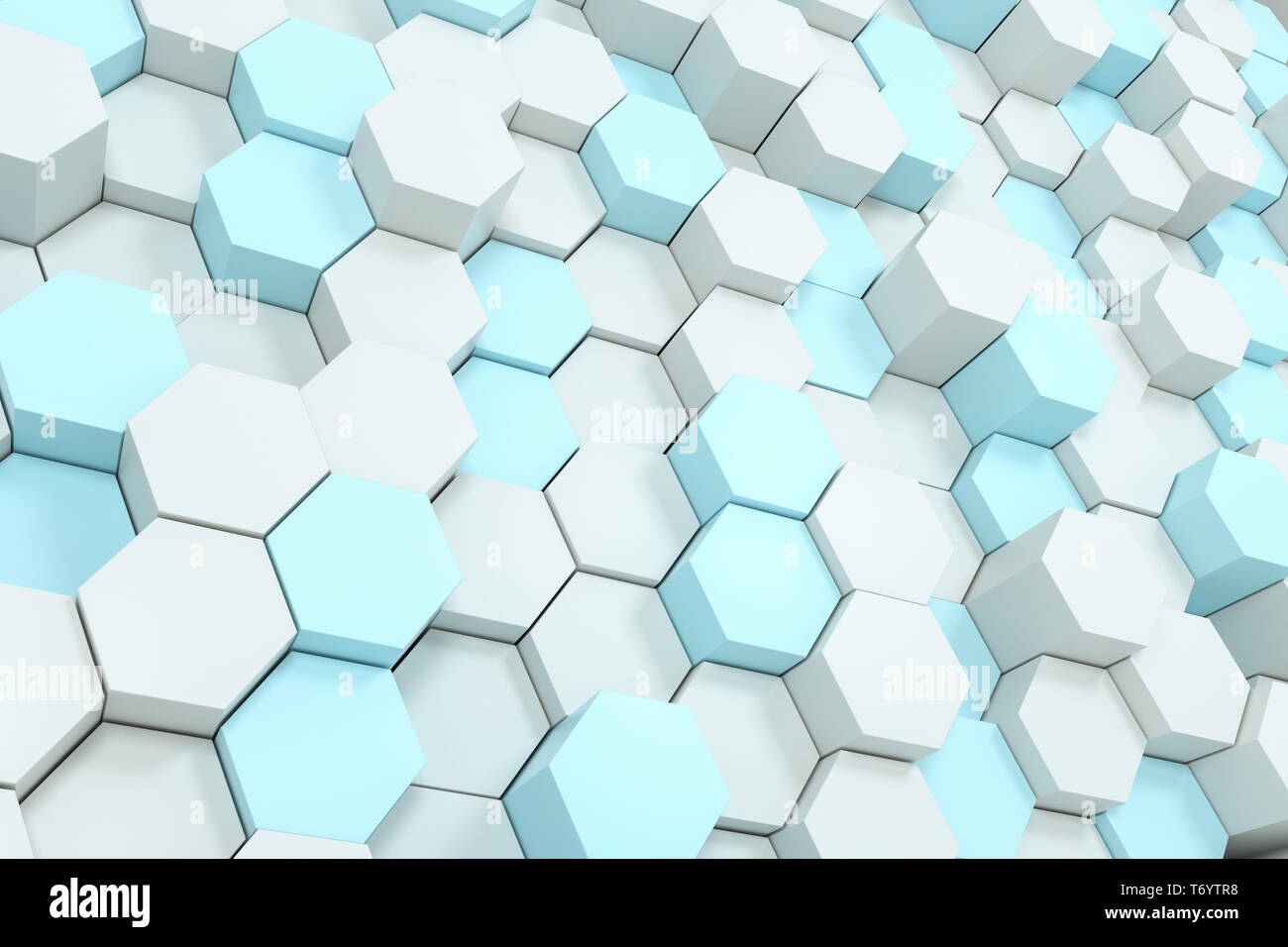 3d rendering, white hexagon cubes. Computer digital drawing, light ...