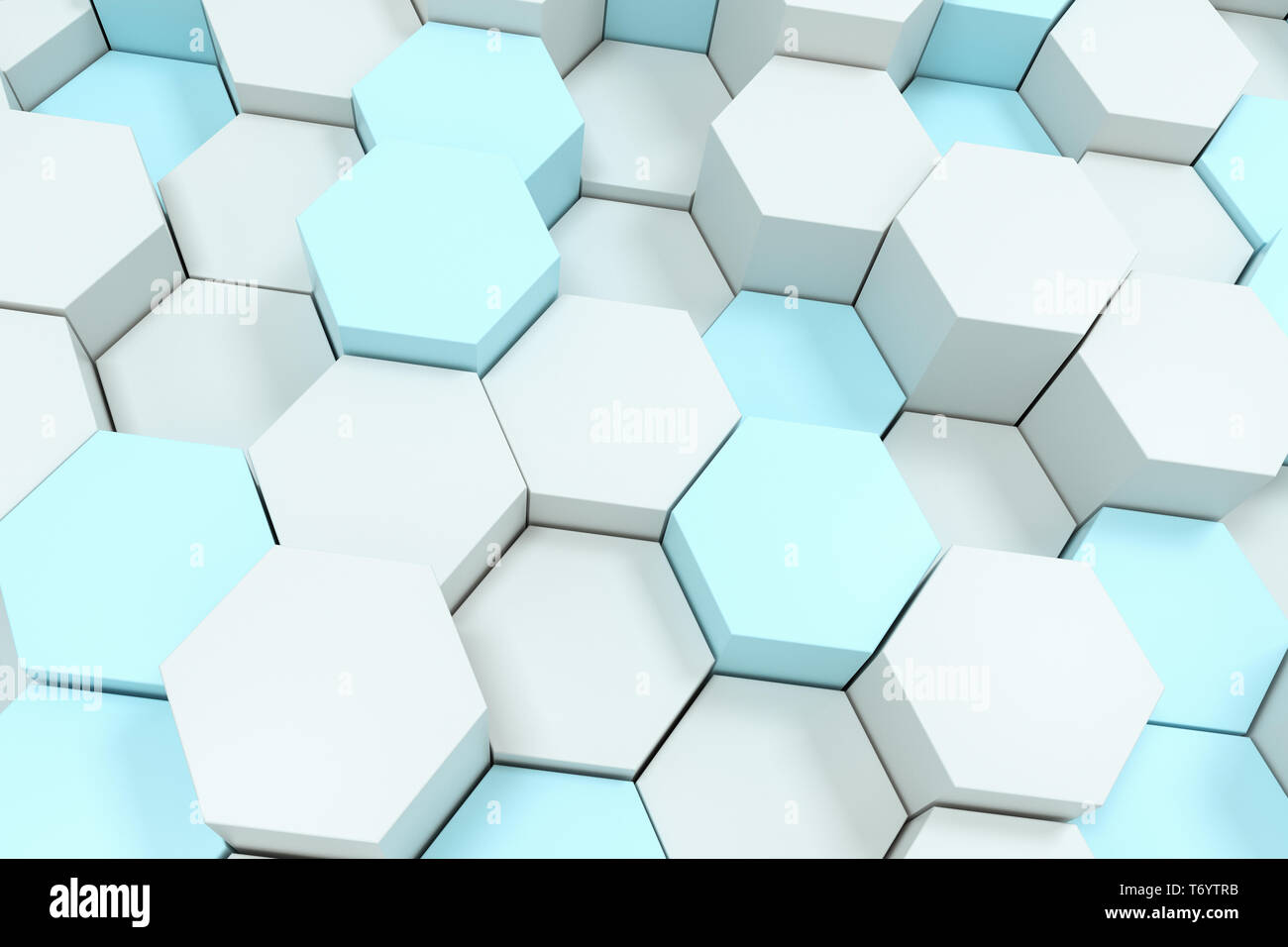 3d rendering, white hexagon cubes. Computer digital drawing, light ...