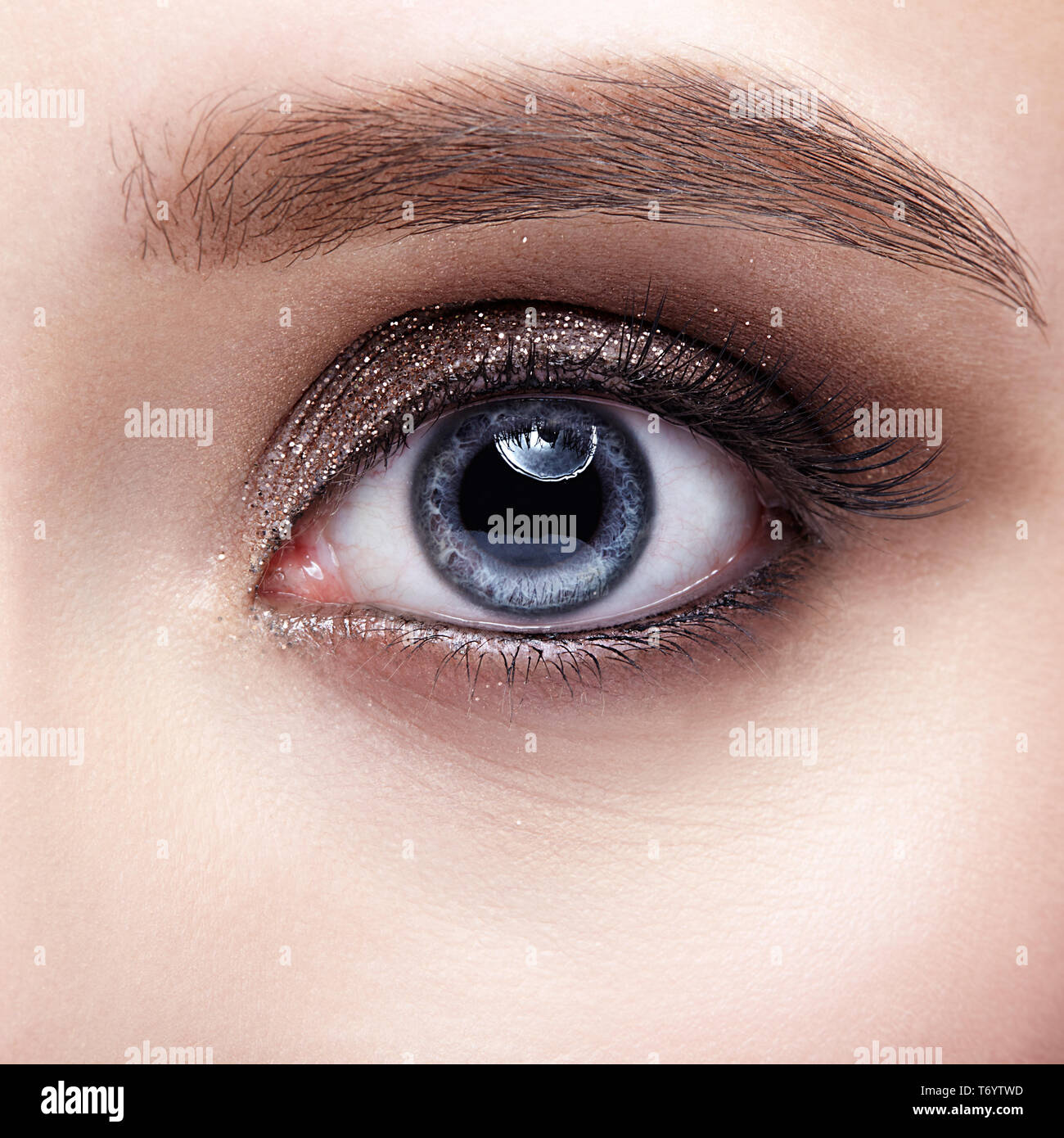 Human wide open blue eye hi-res stock photography and images - Alamy