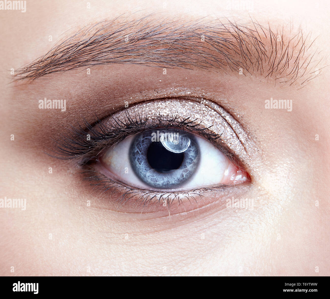 Human wide open blue eye hi-res stock photography and images - Alamy