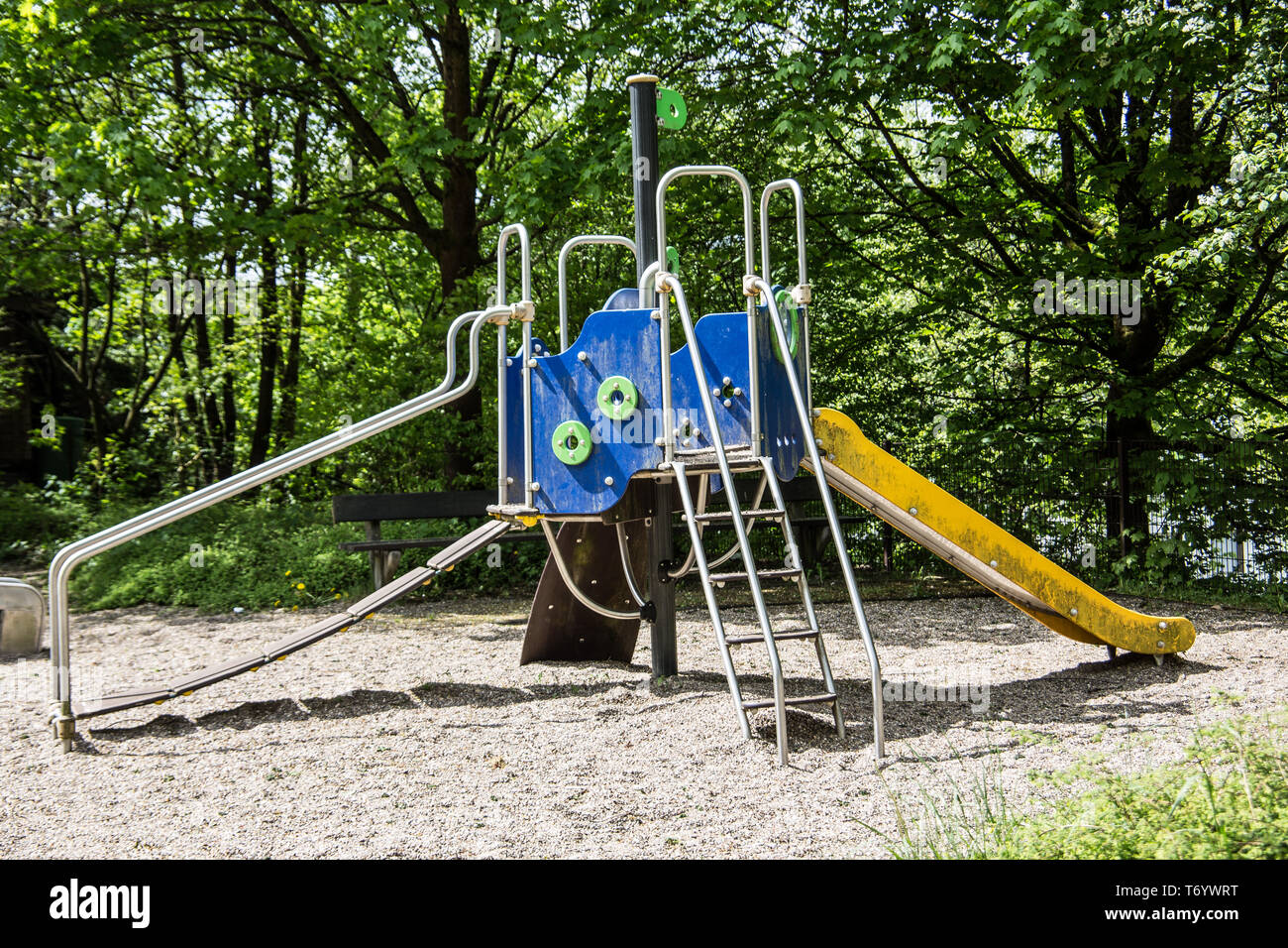 Adventure playground at the edge of the forest Stock Photo - Alamy