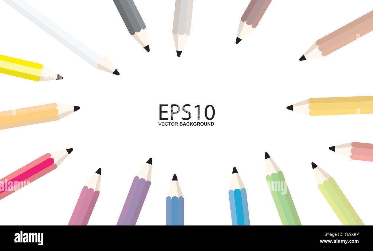 Colorful pencils on white background template Stock Vector Image & Art ...