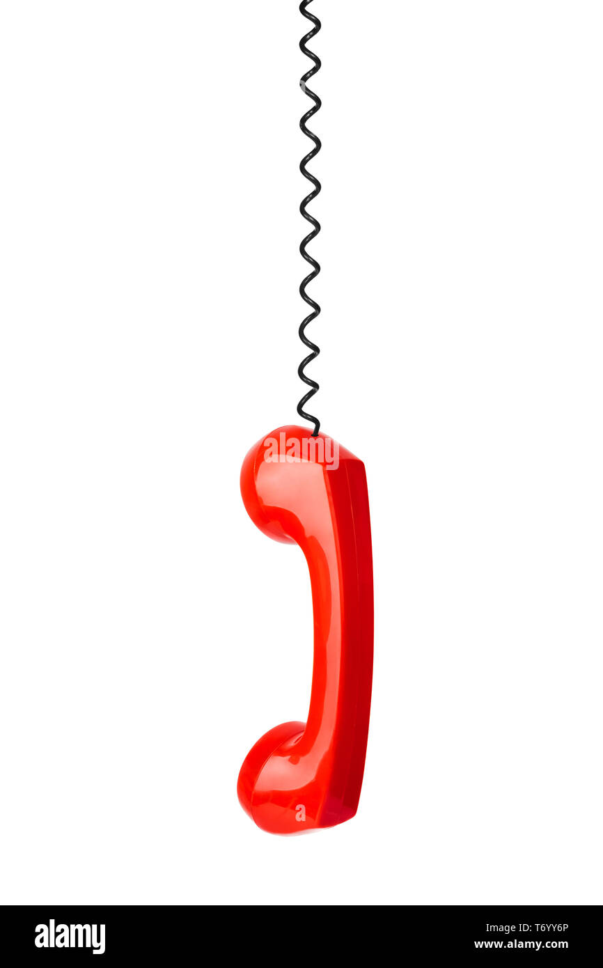 Red phone and cable Stock Photo - Alamy