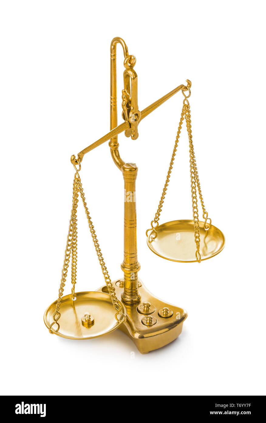 Golden weight balance scale Stock Photo - Alamy