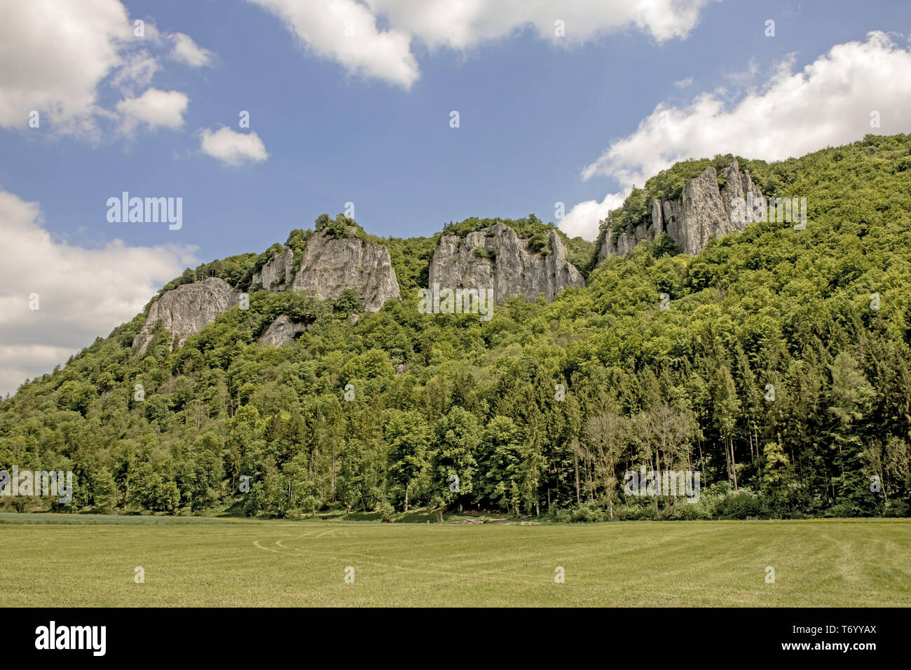 Rock formation in the Danube Valley near Beuron Stock Photo - Alamy